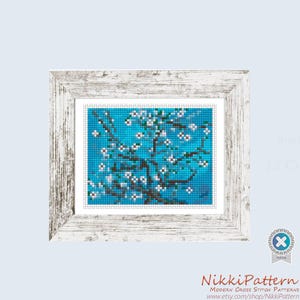 Mini Cross Stitch Pattern Art - Almond Blossoms - by Vincent Van Gogh ...