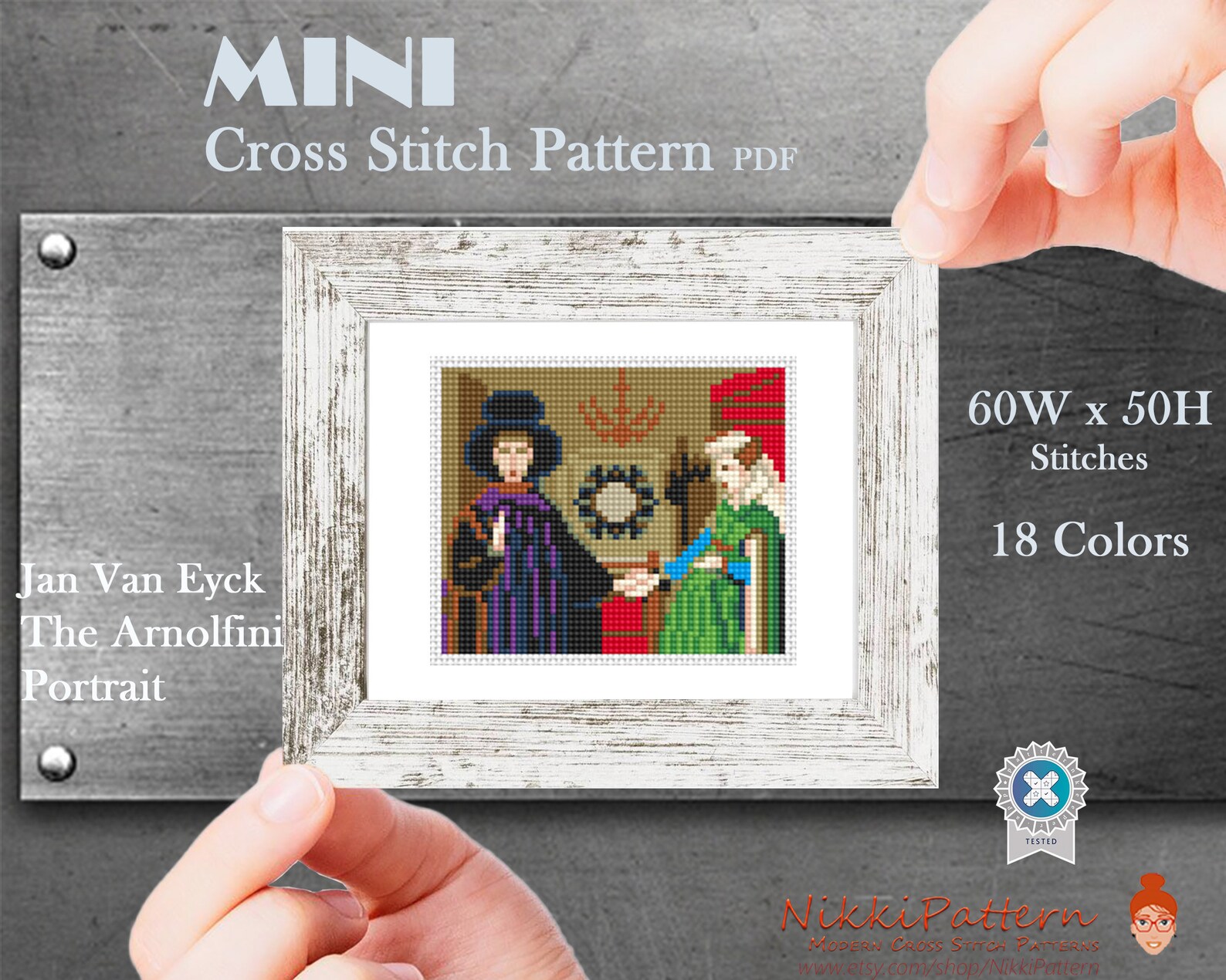 Mini Cross Stitch Pattern ART the Arnolfini Portrait by Jan - Etsy