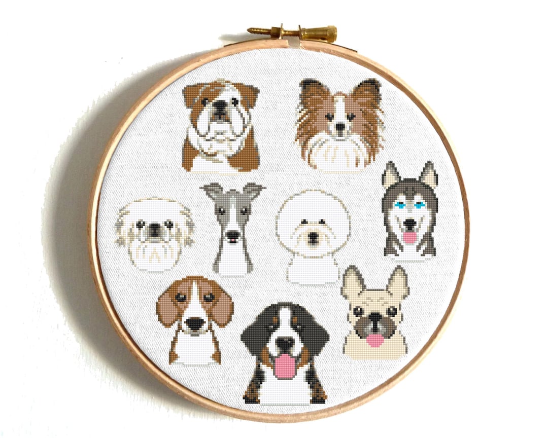 Dogs Cross Stitch Pattern, Mini Dog Modern Cross Stitch, Animal Cross ...