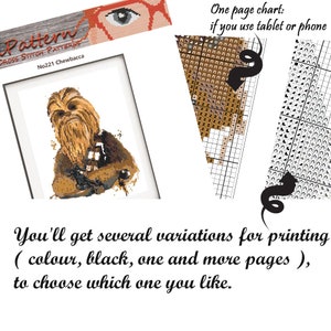 Movie Star Fan Art Cross Stitch Inspired by Chewbacca Watercolor ...