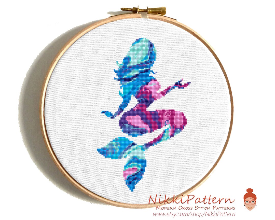 Modern Cross Stitch Pattern Mermaid Watercolor Cross Stitch Counted ...