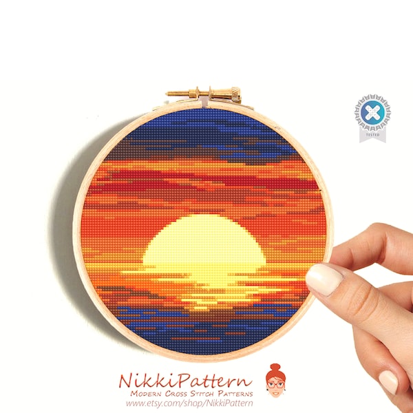 Cross Stitch Sunset - Etsy