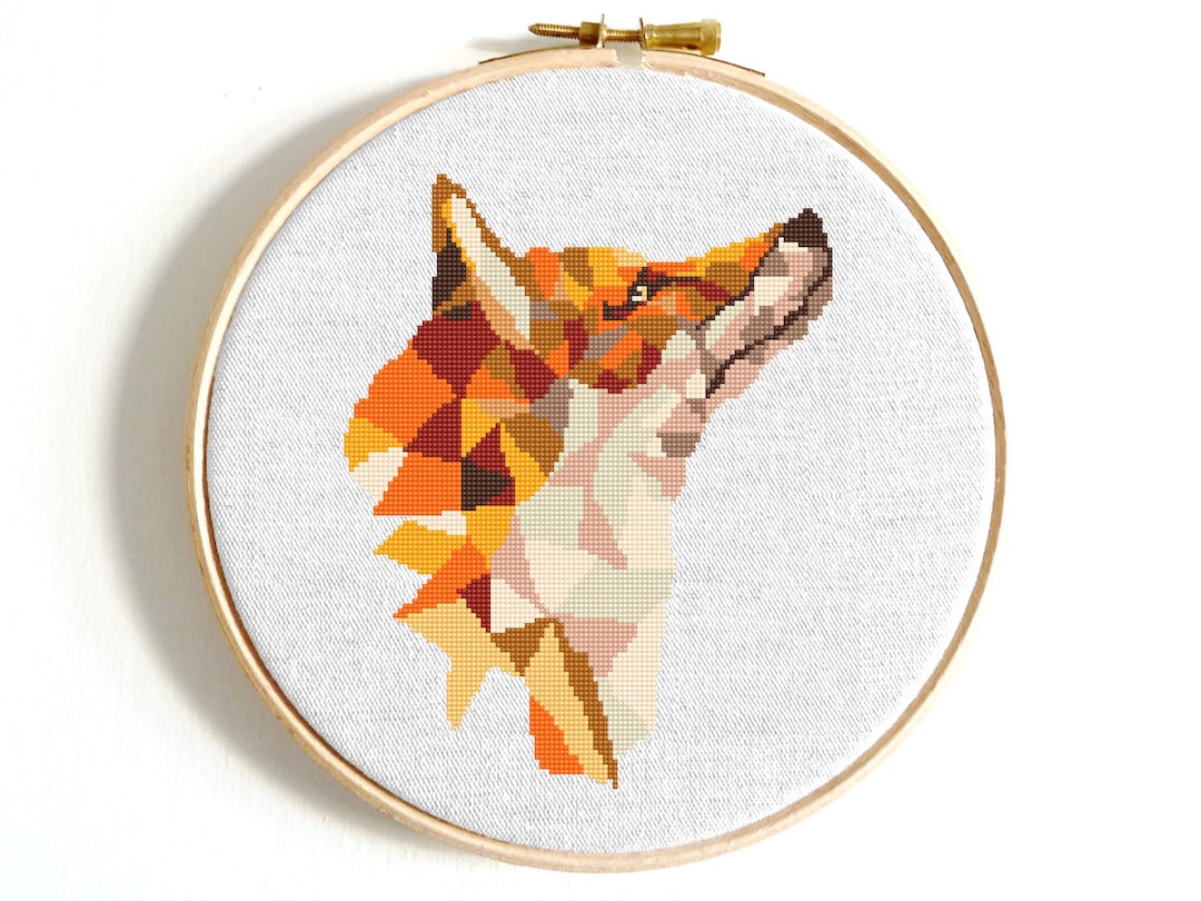 Fox Cross Stitch Pattern, Geometric Fox Modern Design, Woodland Animal ...