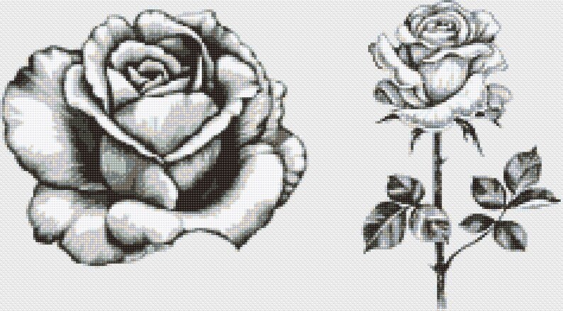 Rose Cross Stitch Pattern Counted Cross Stitch Monochrome - Etsy
