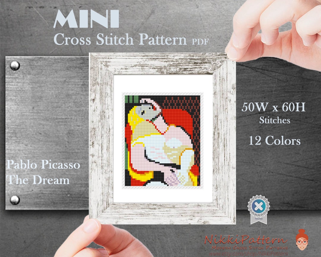 Mini Cross Stitch Pattern Modern Tiny Art the Dream by Pablo Picasso ...