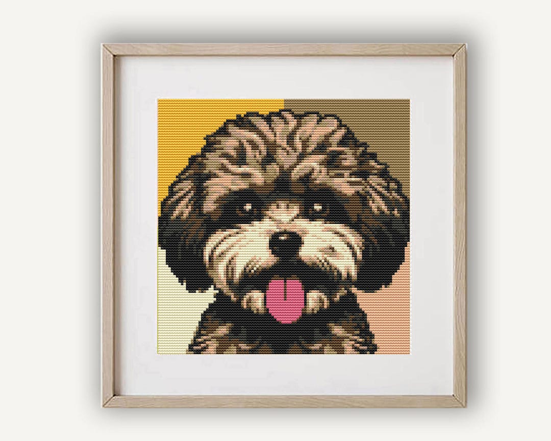 Dog Cross Stitch Pattern PDF, Maltipoo, Abstract Embroidery, Pop Art ...