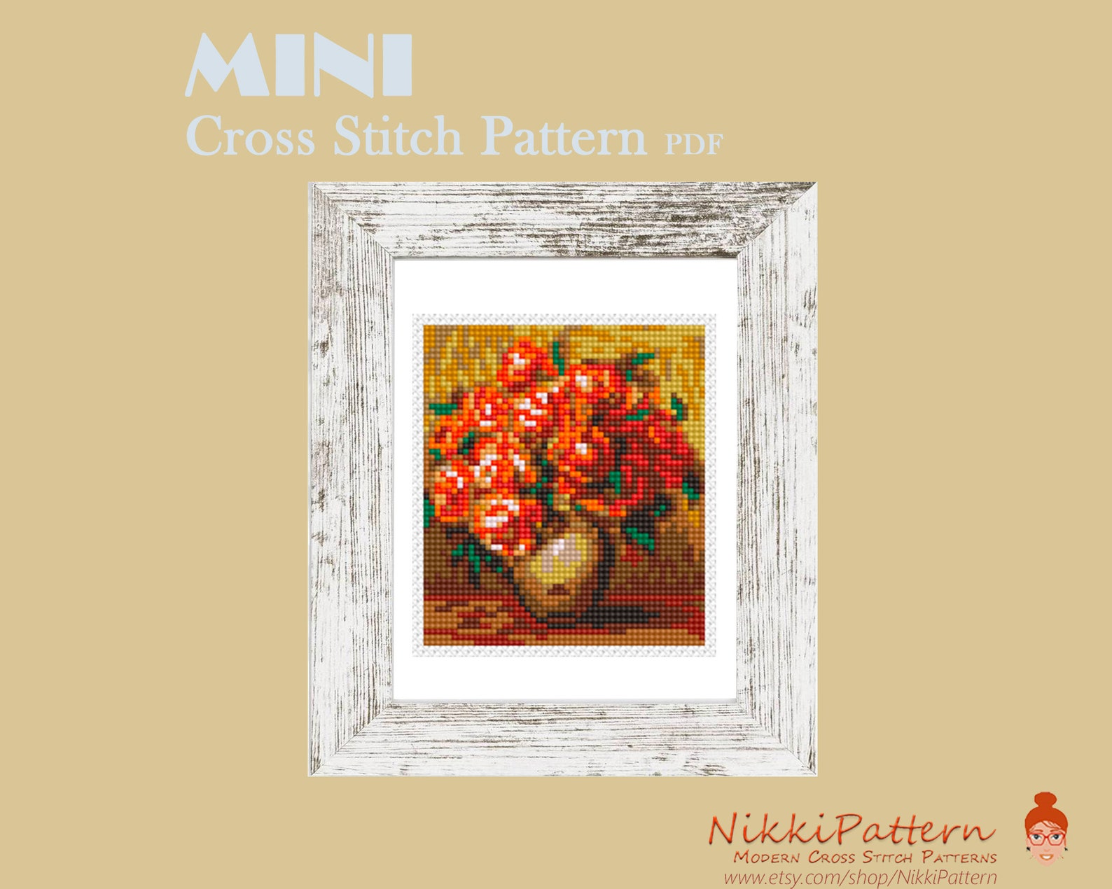 Mini Cross Stitch Pattern Modern Tiny Art Still Life With - Etsy
