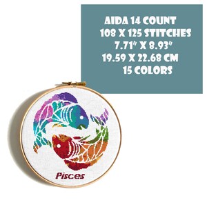 PISCES Cross Stitch Pattern Zodiac Horoscope Cross Stitch Modern Cross ...