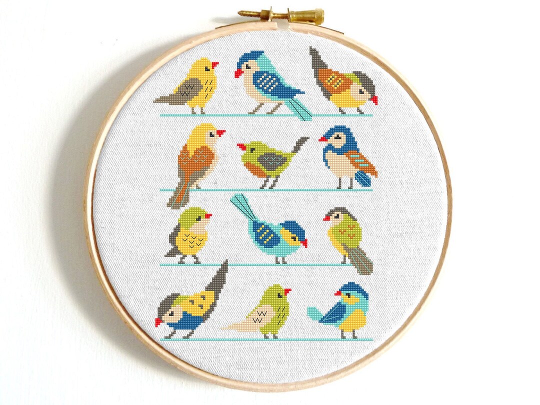 Birds Cross Stitch Pattern, Cute Mini Singing Birds, Easy Cross Stitch ...