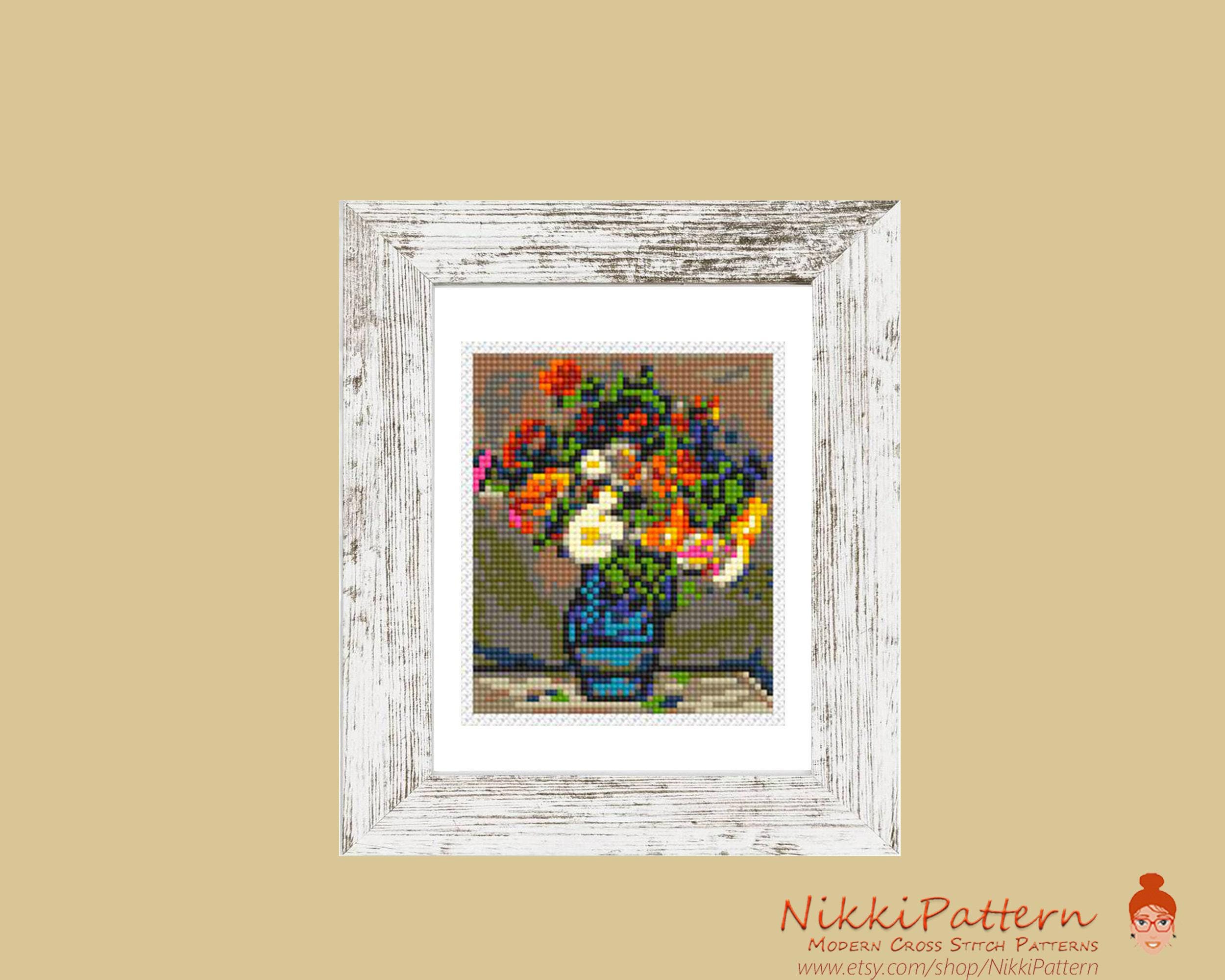 Mini Cross Stitch Pattern Modern Tiny Art - Flowers Ina Vase by Pierre ...
