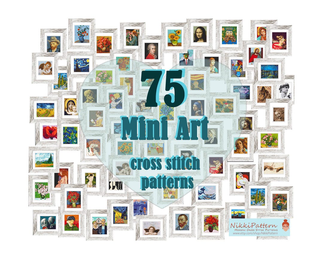 Set of 75 Mini Masterpieces Cross Stitch Patterns, Van Gogh, Monet ...