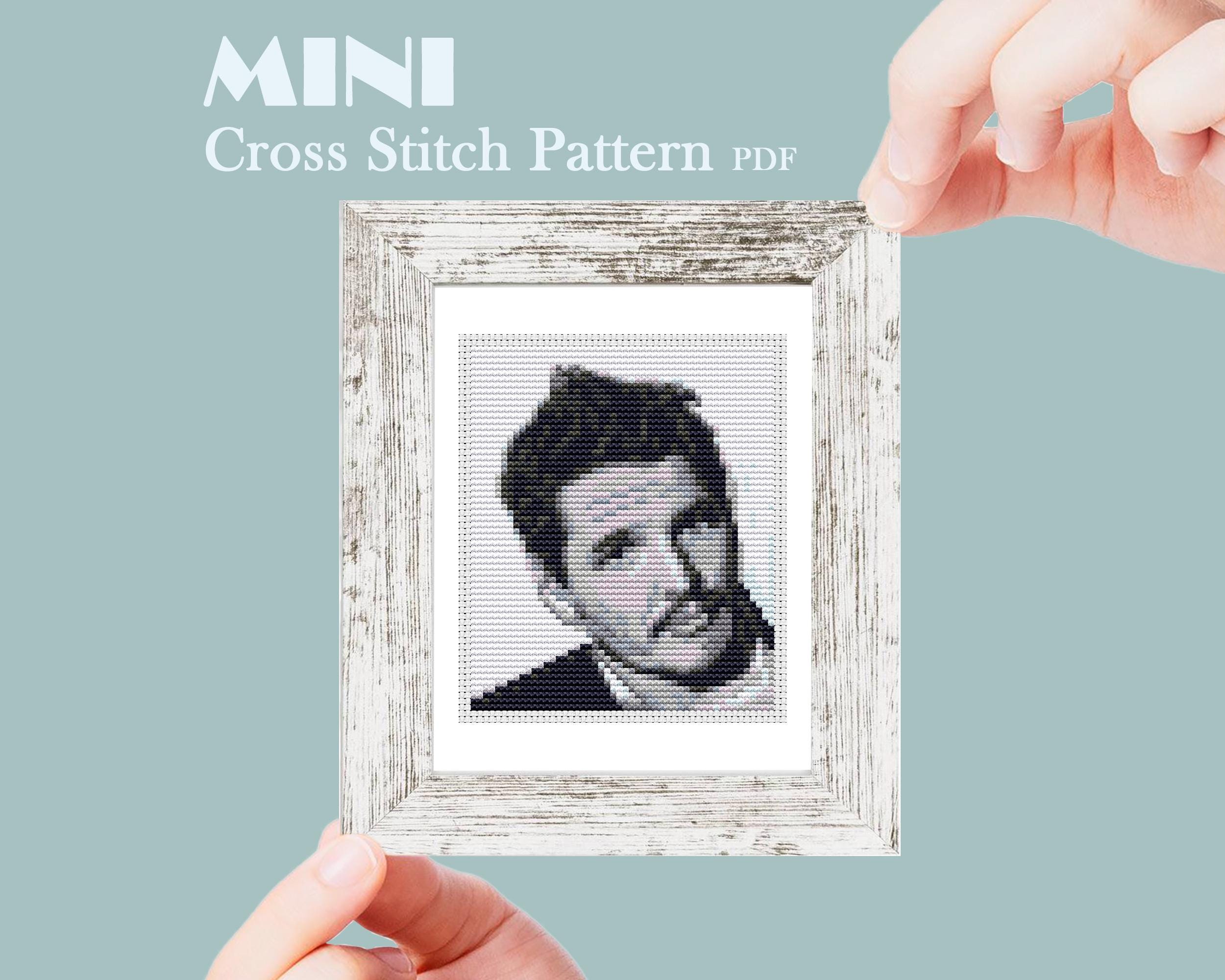 Pedro Pascal Mini Cross Stitch Pattern, Modern Tiny Art Portrait ...