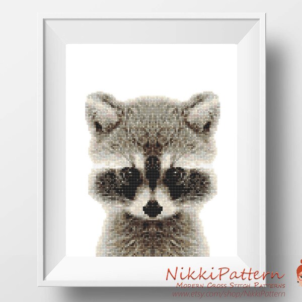 Raccoon Cross Stitch - Etsy