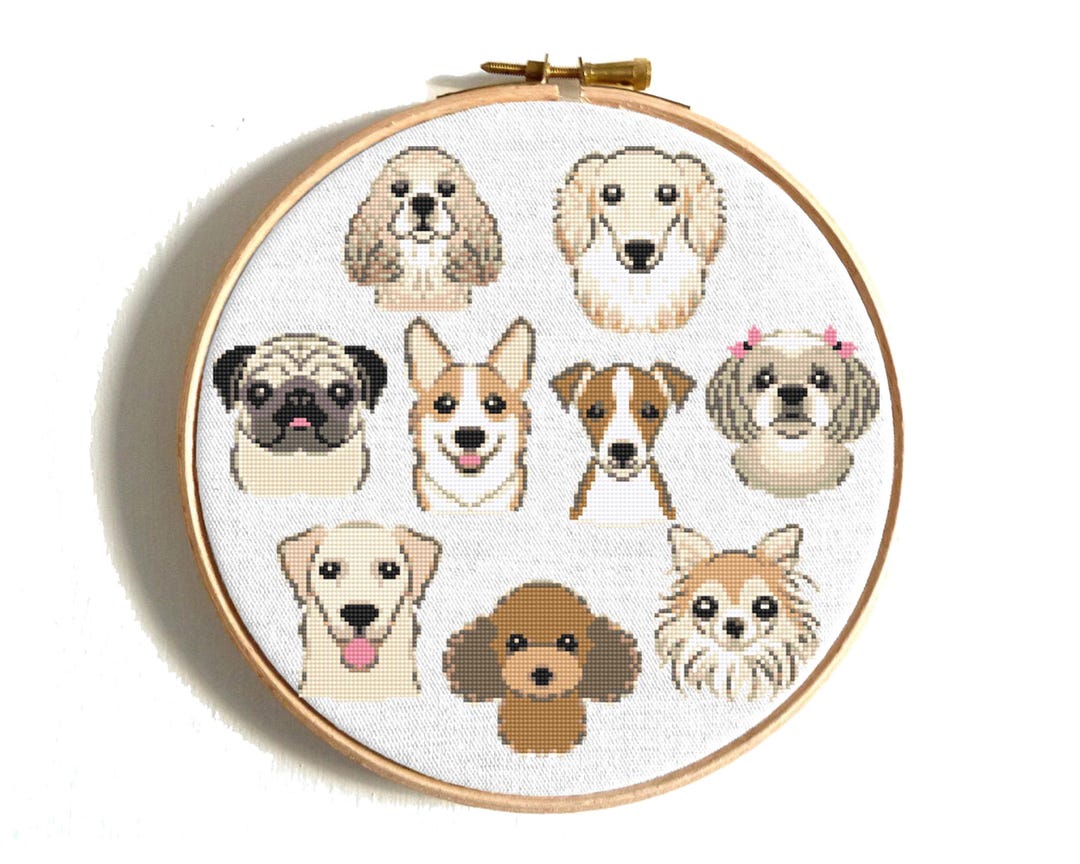 Dogs Cross Stitch Pattern, Mini Dog Modern Cross Stitch, Animal Cross ...