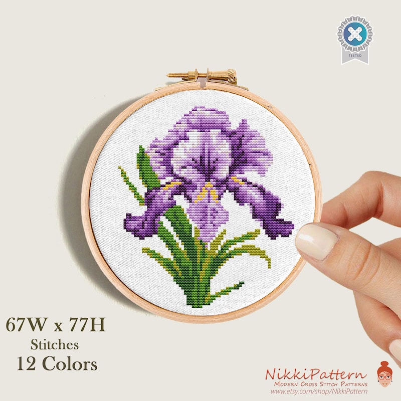 Mini Cross Stitch Iris Pattern - Etsy UK