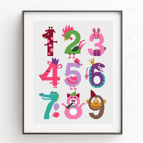 Baby Cross Stitch Pattern Set Animals Alphabet Numbers Fox - Etsy