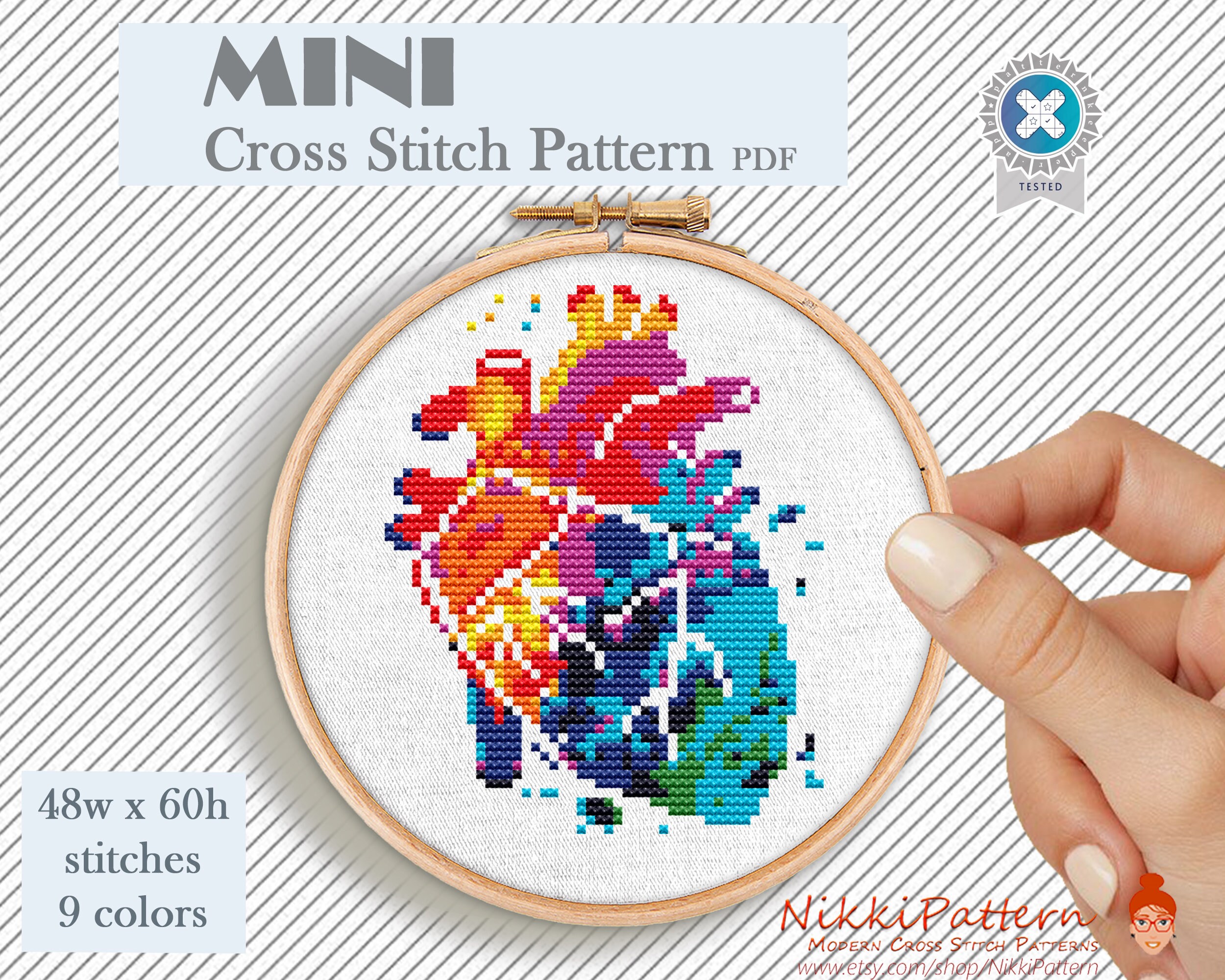 Heart Mini Cross Stitch Pattern Modern Cross Stitch Pattern | Etsy