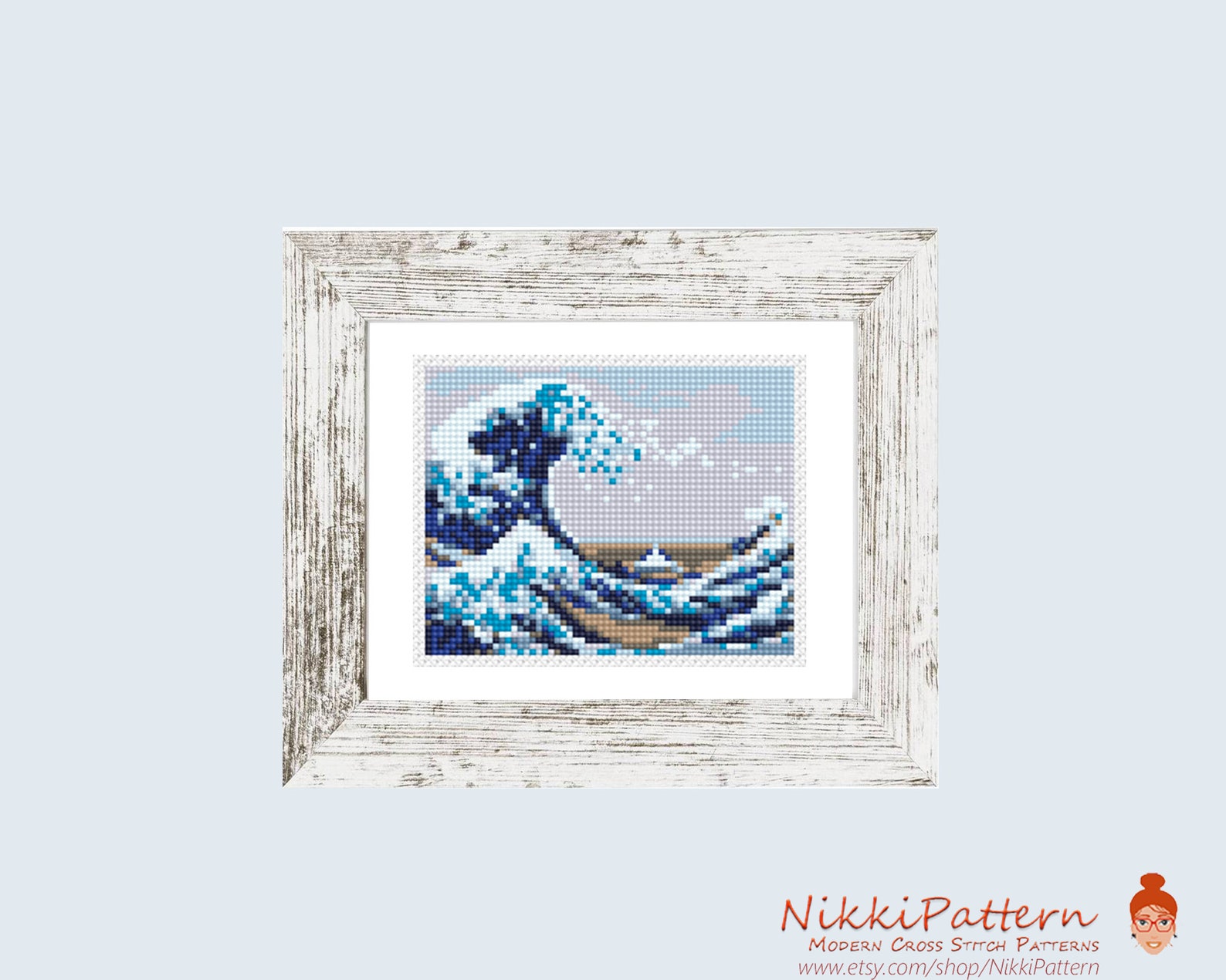 Great Wave off Kanagawa Mini Cross Stitch Pattern by Hokusai - Etsy