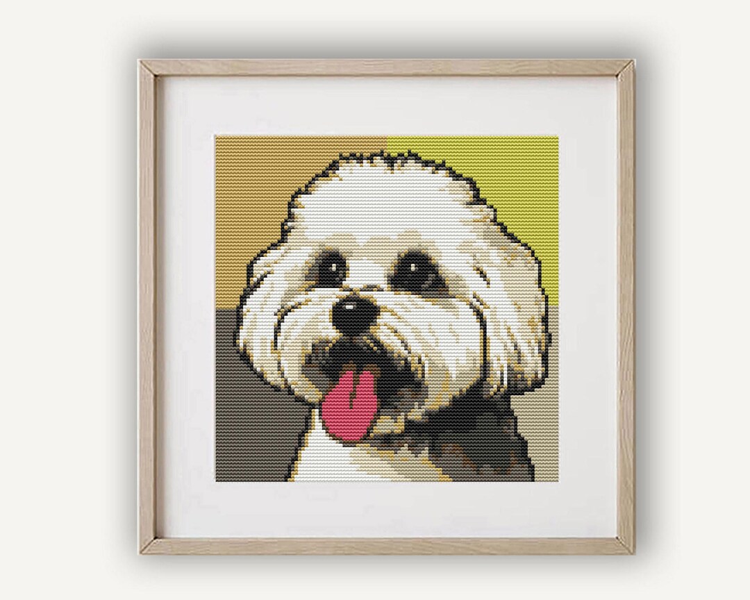 Dog Cross Stitch Pattern, Maltipoo, Pop Art Dog Portrait, Abstract ...