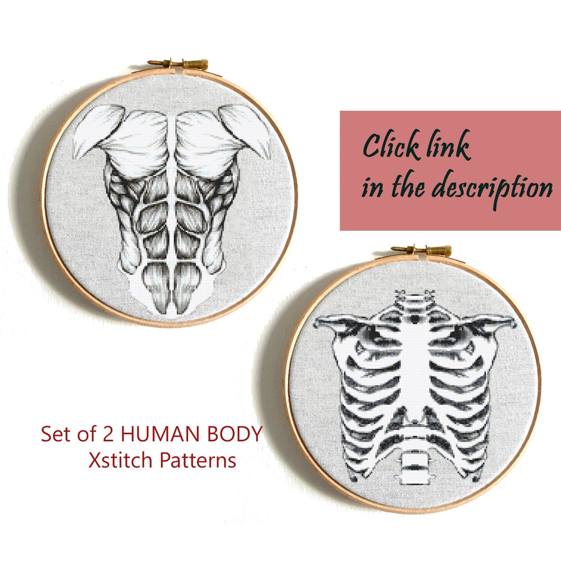 Modern Cross Stitch Pattern Body Art Muscle Cross Stitch Human - Etsy