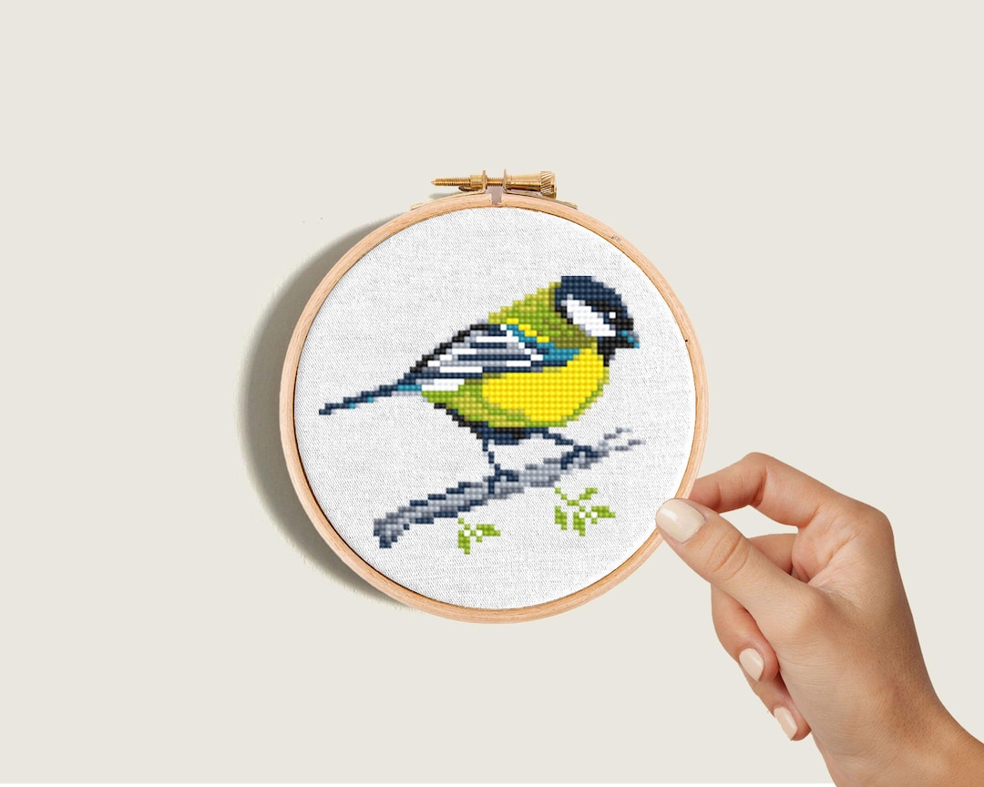 Mini Bird Cross Stitch Pattern PDF, Great Tit, Tiny Songbird, Small ...