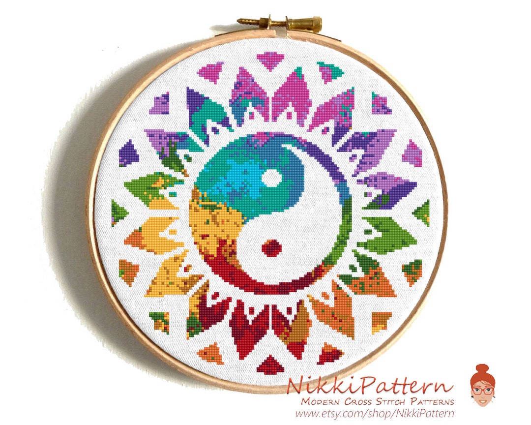 Yin Yang Cross Stitch Pattern Set Modern Cross Stitch Buddha Counted ...