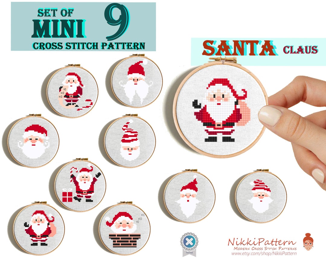 Santa Claus Christmas Cross Stitch Pattern Small Cross Stitch Santa ...