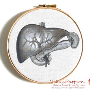 Liver Cross Stitch Pattern Human Anatomy Counted Cross Stitch Chart ...