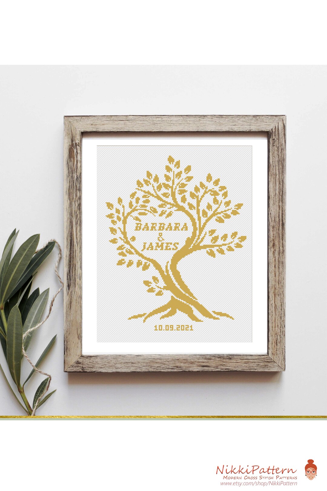 Wedding Cross Stitch Pattern Wedding Tree With Names Personalized ...