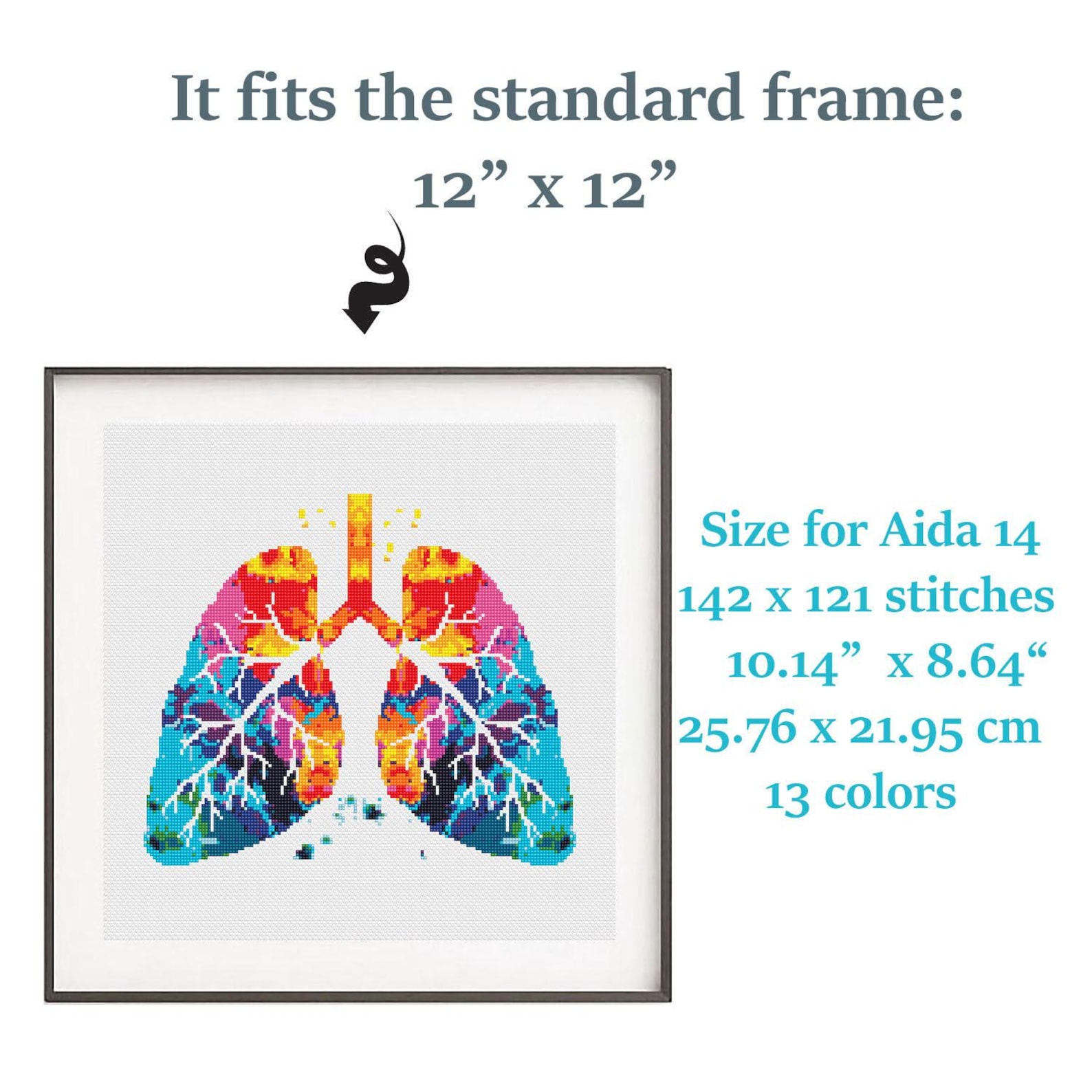 Anatomical Cross Stitch Pattern PDF, Brain Lungs Heart Anatomy ...