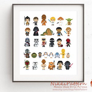 Star Characters Cross Stitch Pattern Tiny Cross Stitch Funny Pixel Art ...