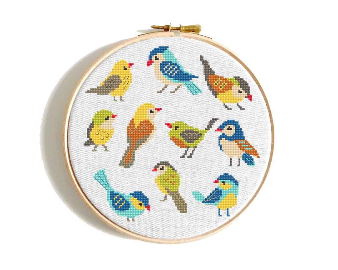 Cute Mini Birds Cross Stitch PDF Pattern. Funny Tiny Birds. Easy Modern ...