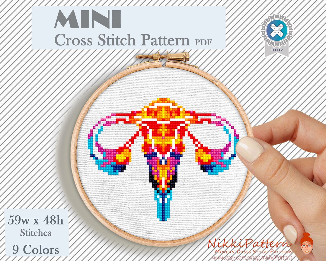 Mini Uterus Cross Stitch Pattern Anatomy Cross Stitch Human Anatomical ...