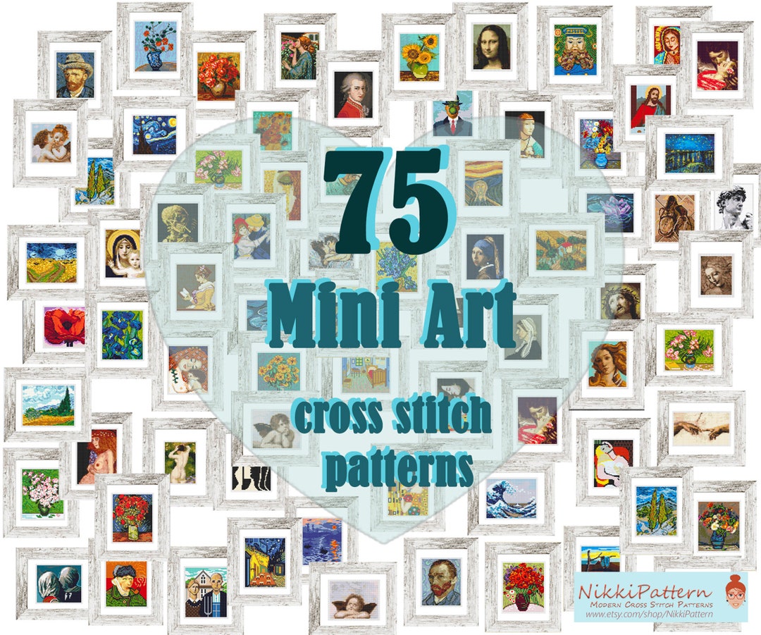 Set of 75 Mini Art Cross Stitch Patterns Mini Masterpieces - Etsy Canada