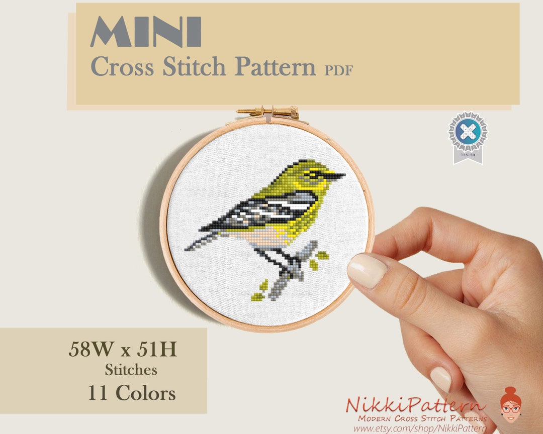 Handmade Mini Birds Cross Stitch Pattern Pine Warbler Little Singing ...