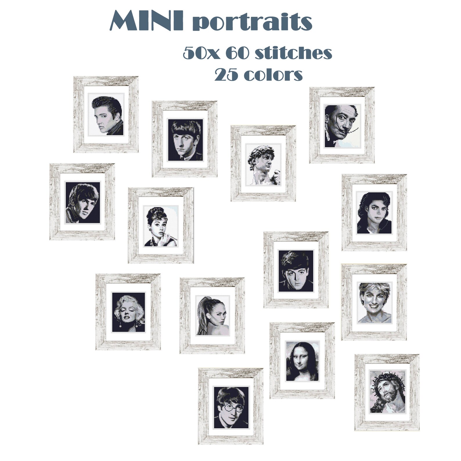 Mini Cross Stitch Pattern Modern Tiny Art David by | Etsy