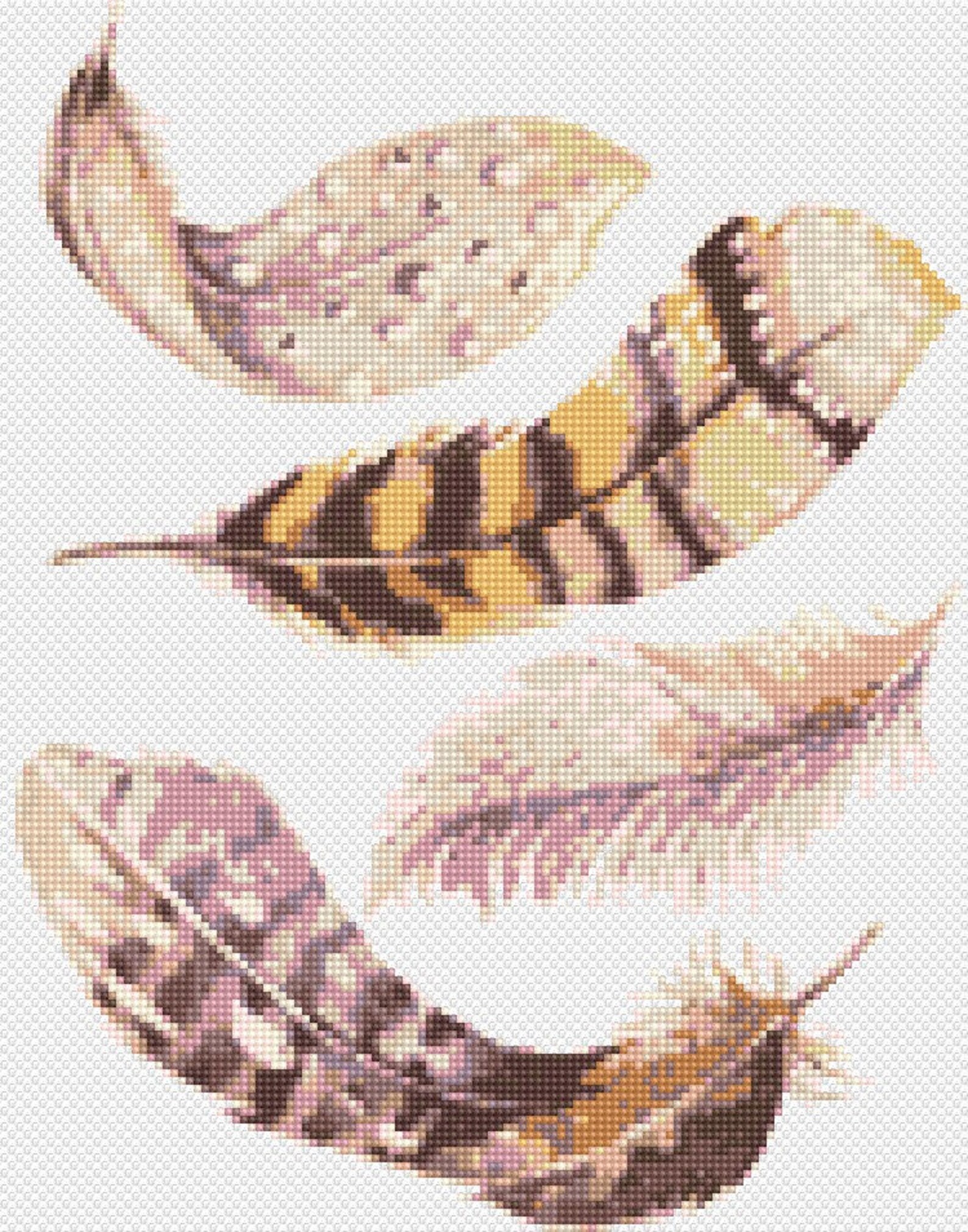 Feather Cross Stitch Pattern Watercolor Tribal Boho Natural - Etsy ...