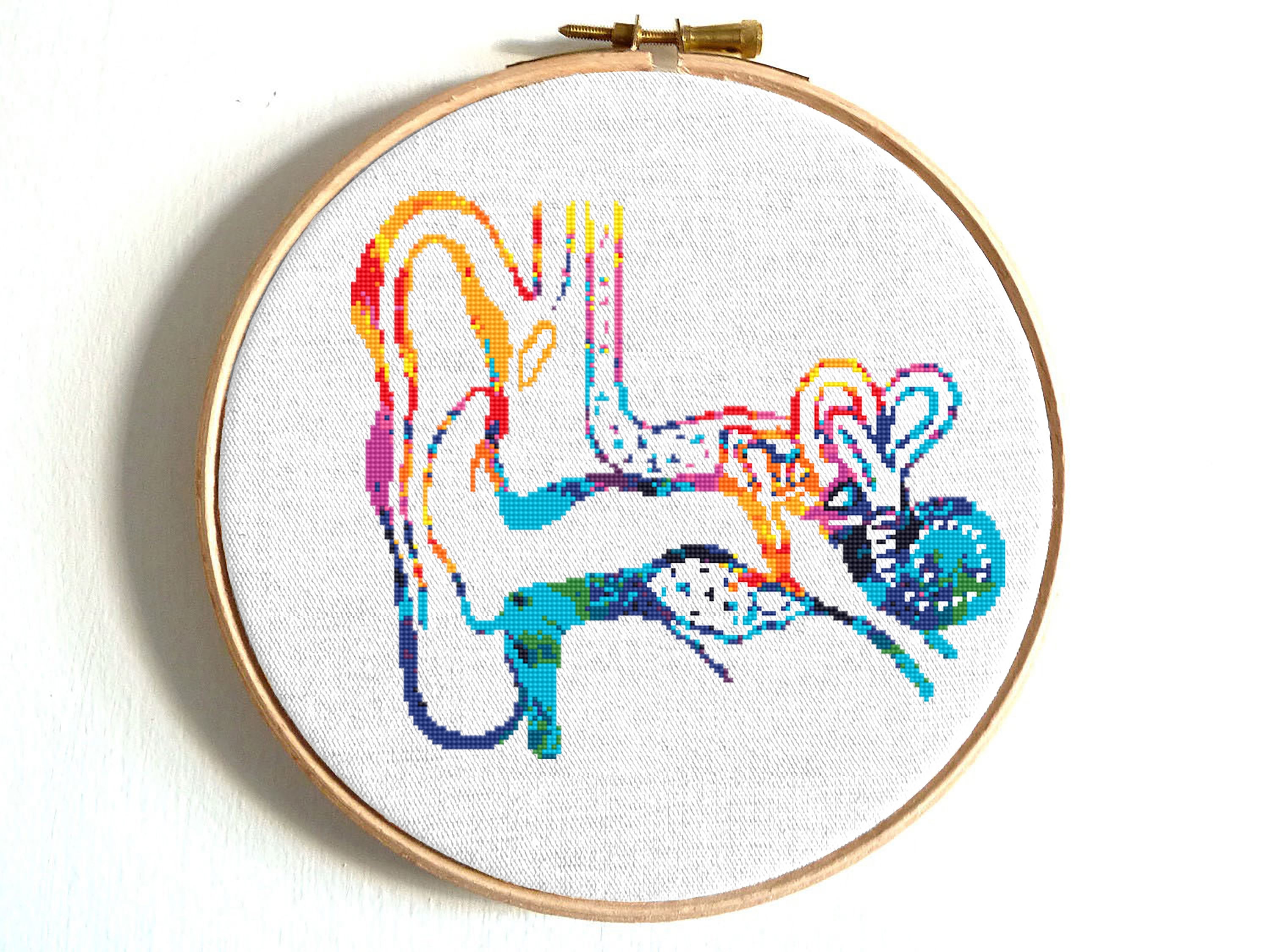 Ear Cross Stitch Pattern Human Anatomy Cross Stitch Funny | Etsy