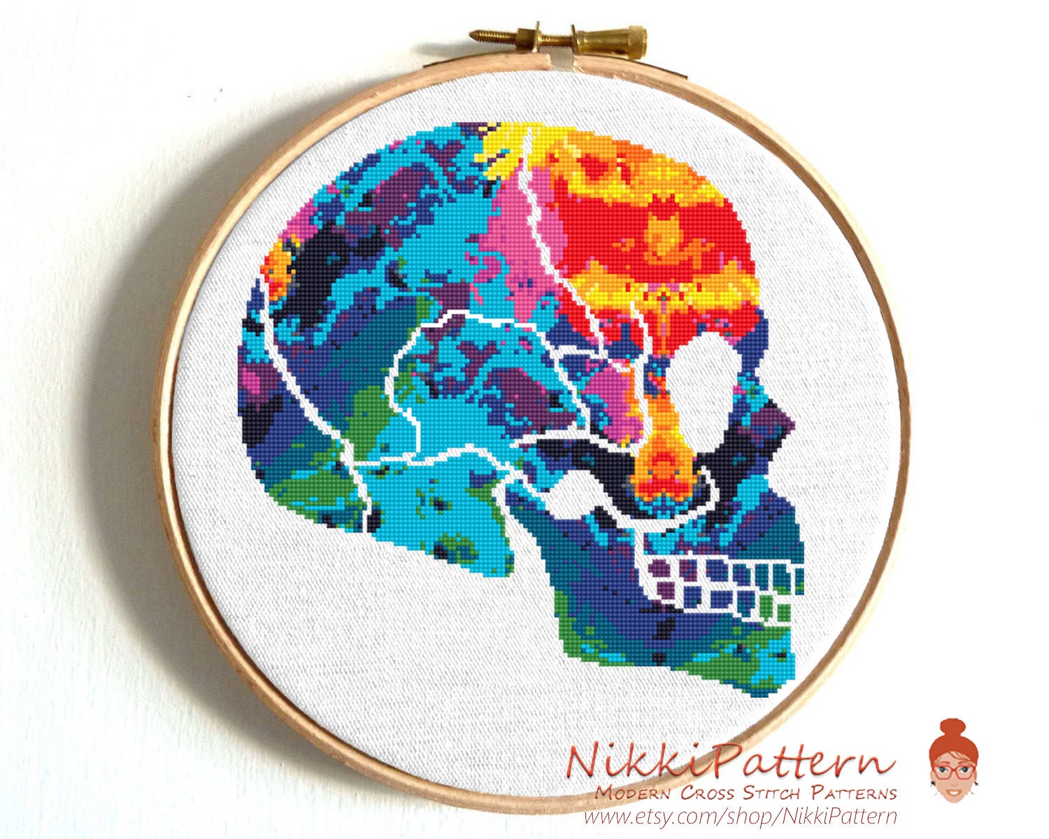 Human Skull Cross Stitch Pattern Funny Cross Stitch Modern - Etsy