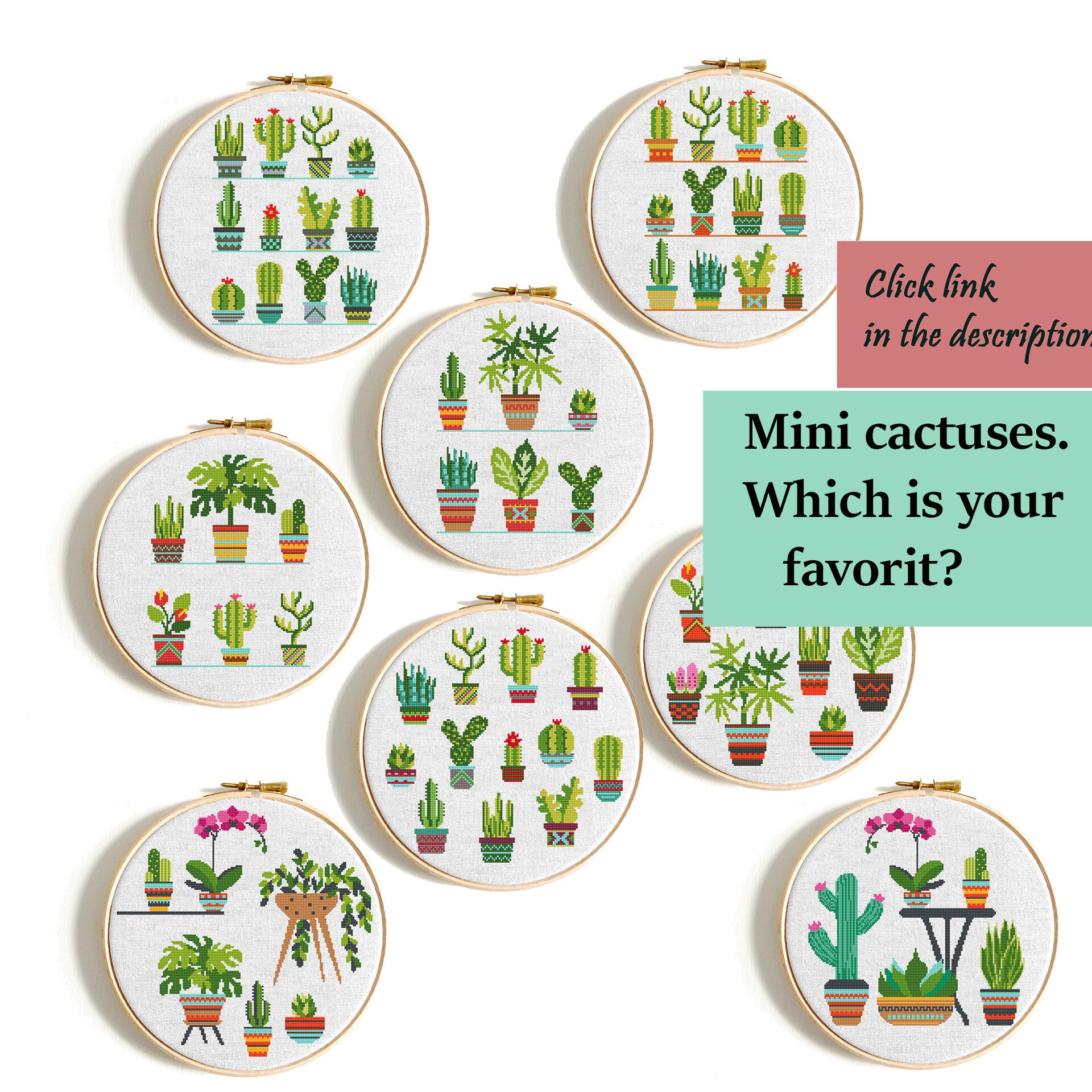 Cactus Cross Stitch Pattern PDF Modern Cross Stitch Cacti - Etsy