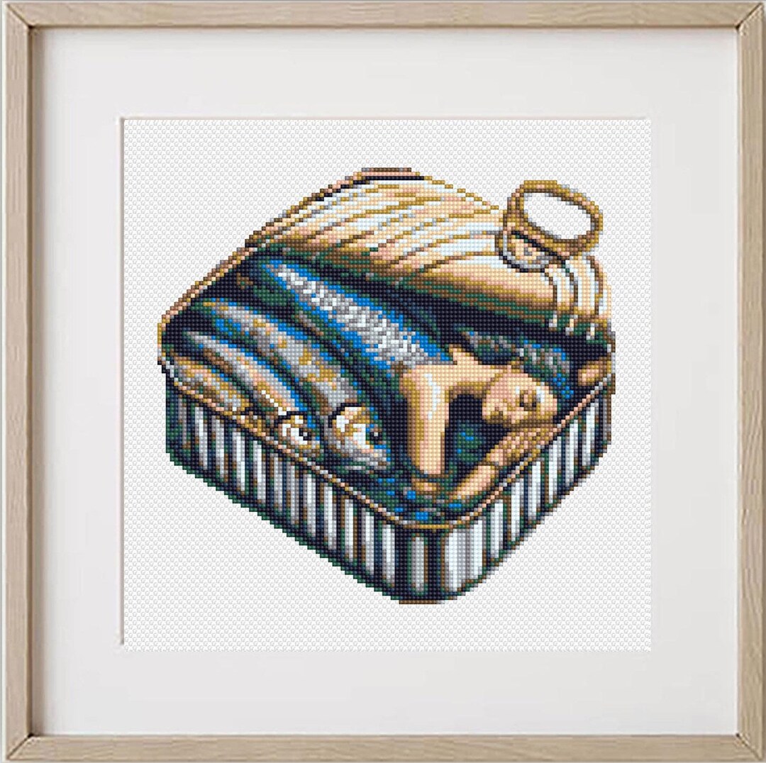 Sardines Can Cross Stitch Pattern PDF. Funny Mermaid in Tin Can ...