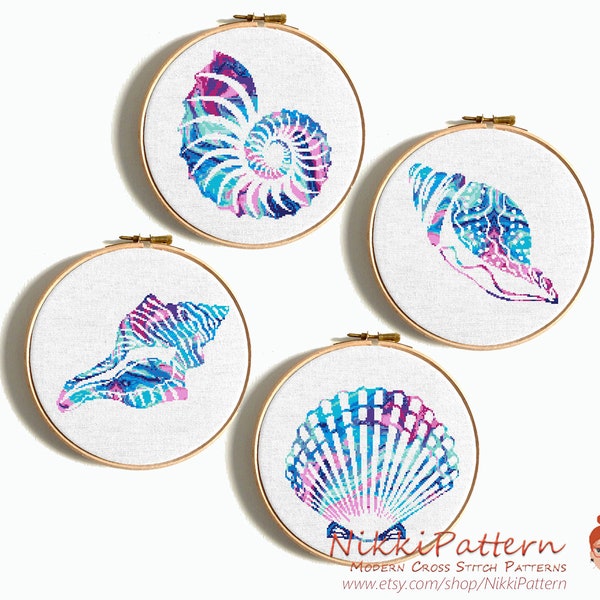 Seashell Cross Stitch - Etsy