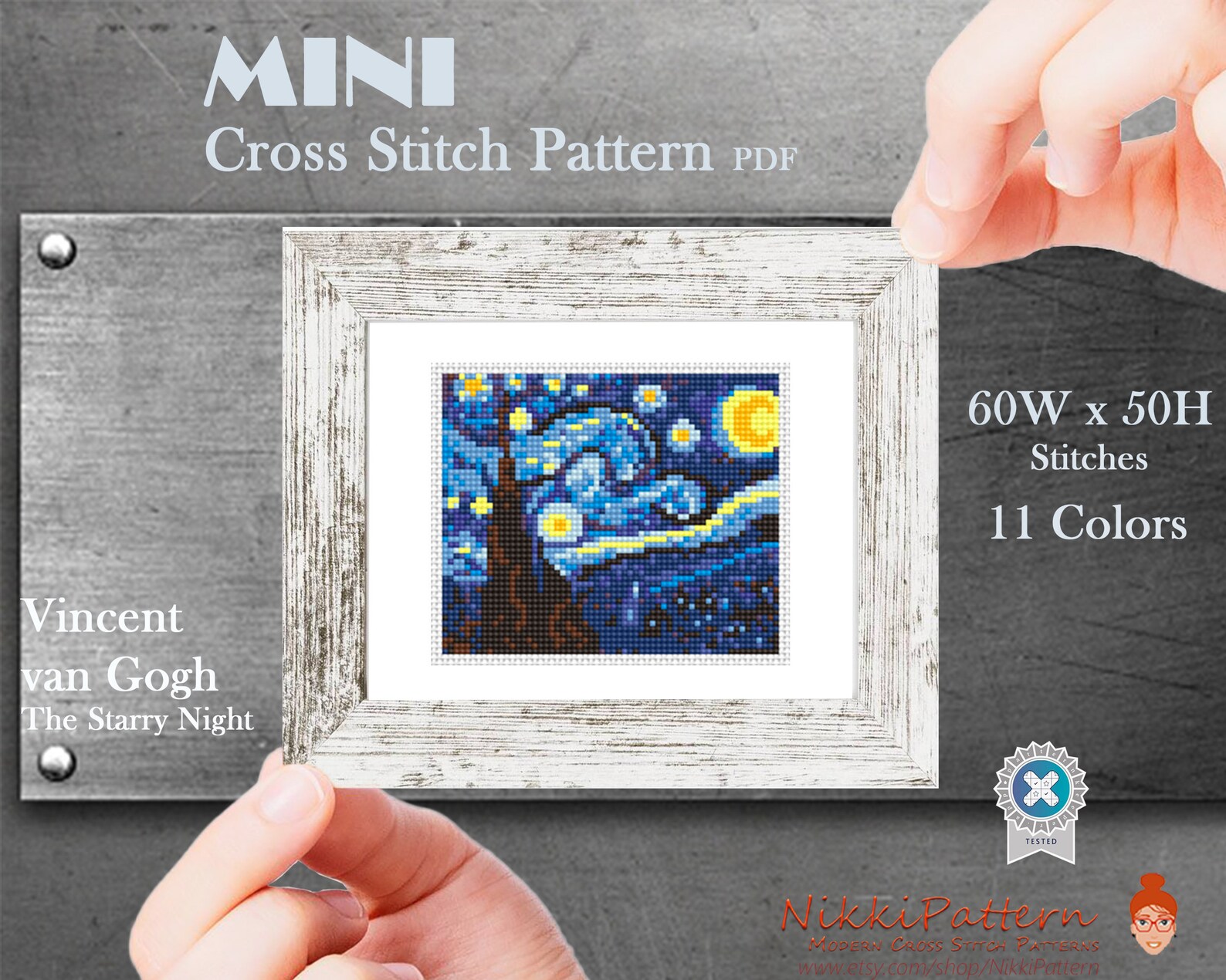Set of 9 Mini Van Gogh Cross Stitch Pattern Modern Tiny Art - Etsy