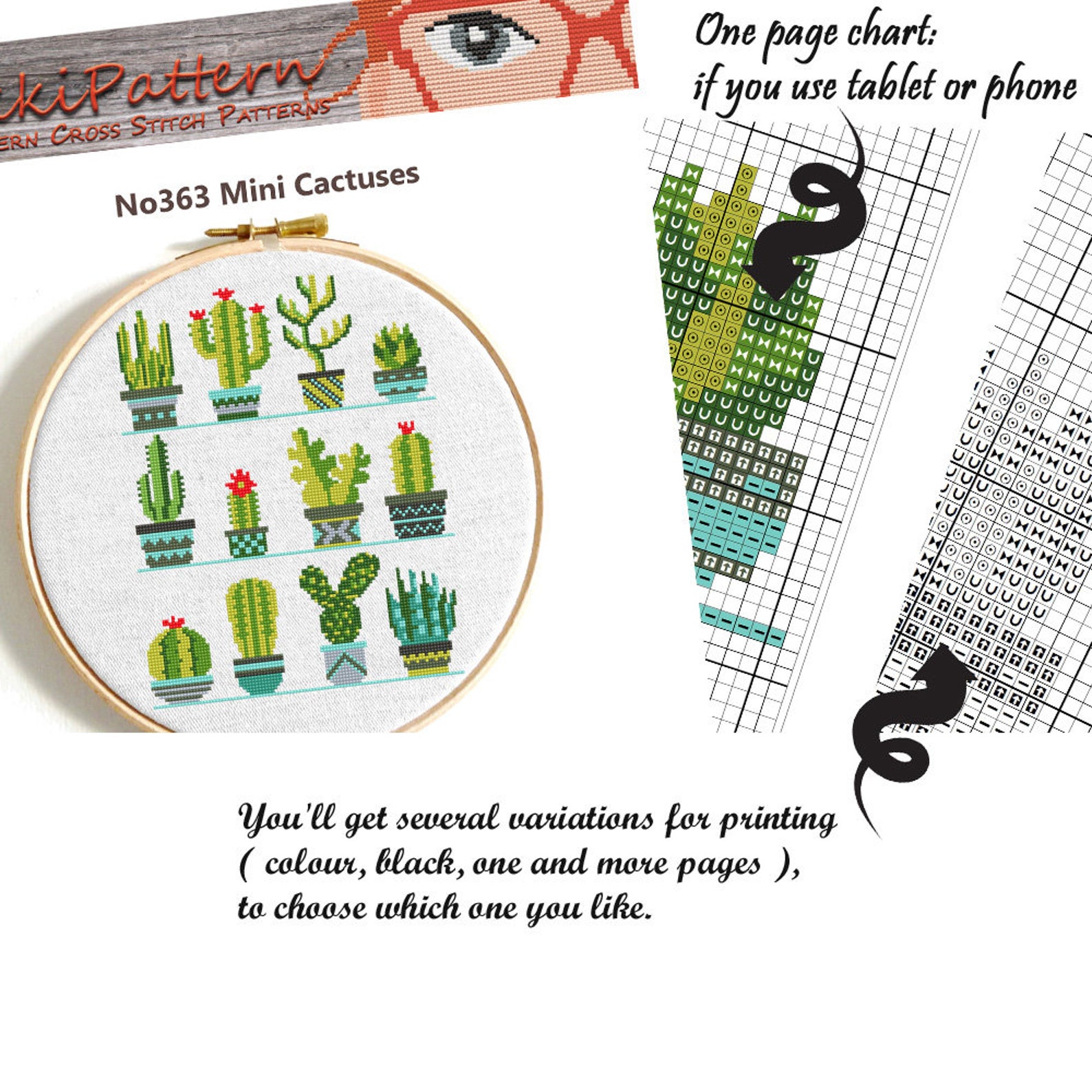 Cactus Cross Stitch Pattern Succulent Plants Cactus Flower - Etsy