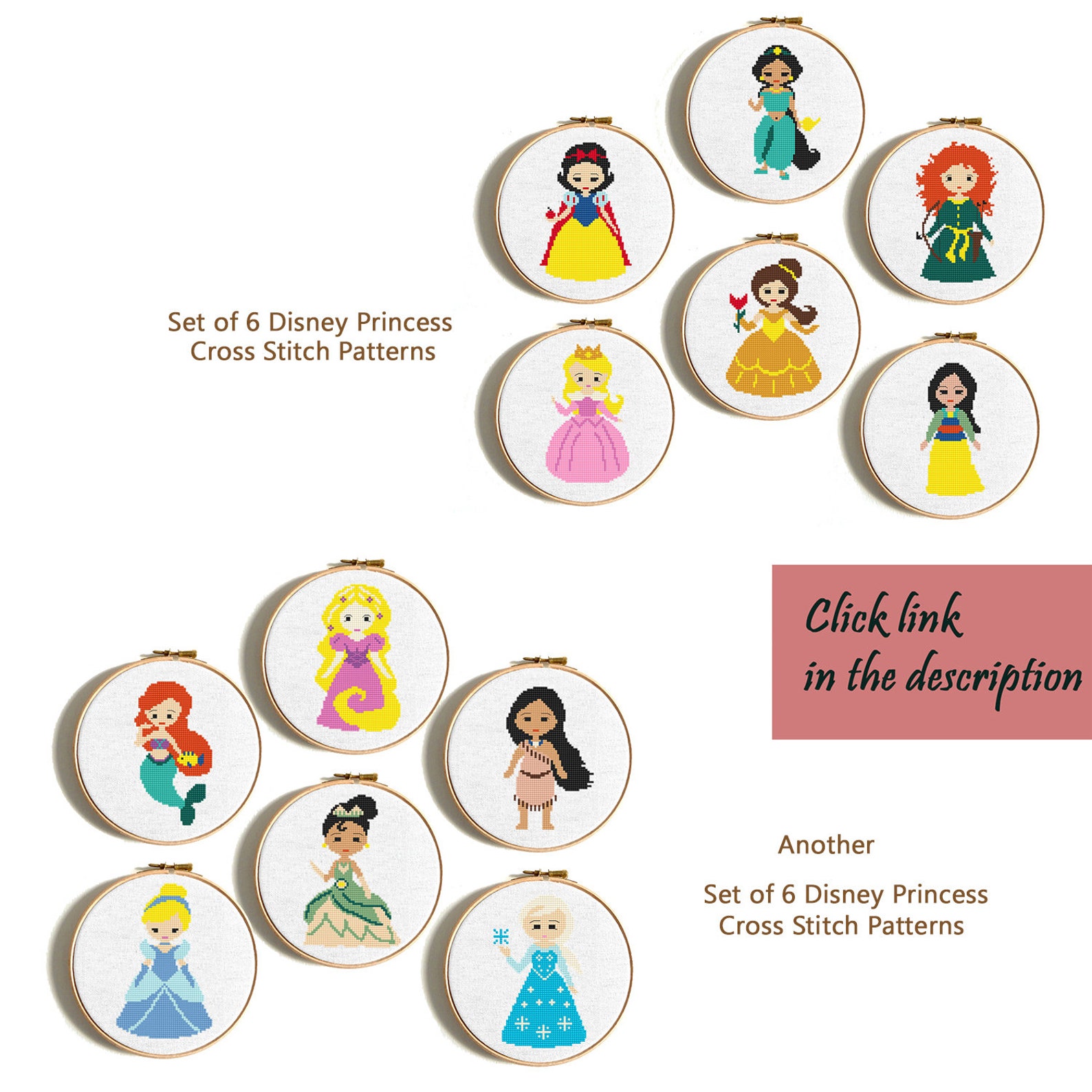 Set of 6 Princesses Cross Stitch Pattern Fairy Tale Cross | Etsy