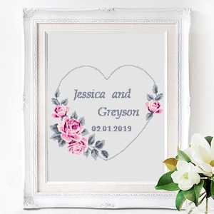 Wedding Modern Cross Stitch Pattern Personalized Counted Cross Stitch ...
