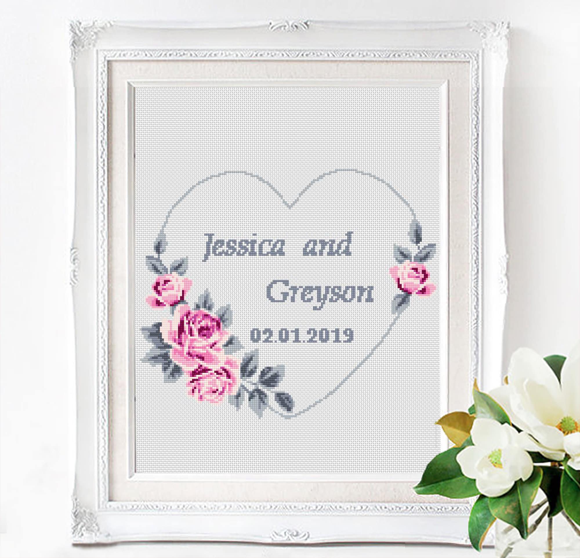 Wedding Modern Cross Stitch Pattern Personalized Counted Cross - Etsy ...
