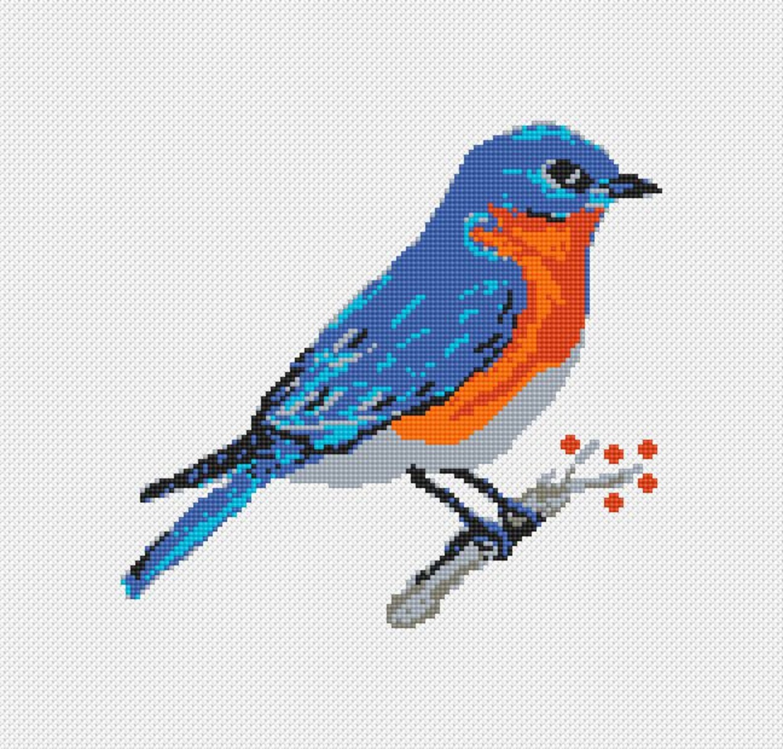 Bluebird Cross Stitch Pattern Modern Embroidery Art Watercolor - Etsy