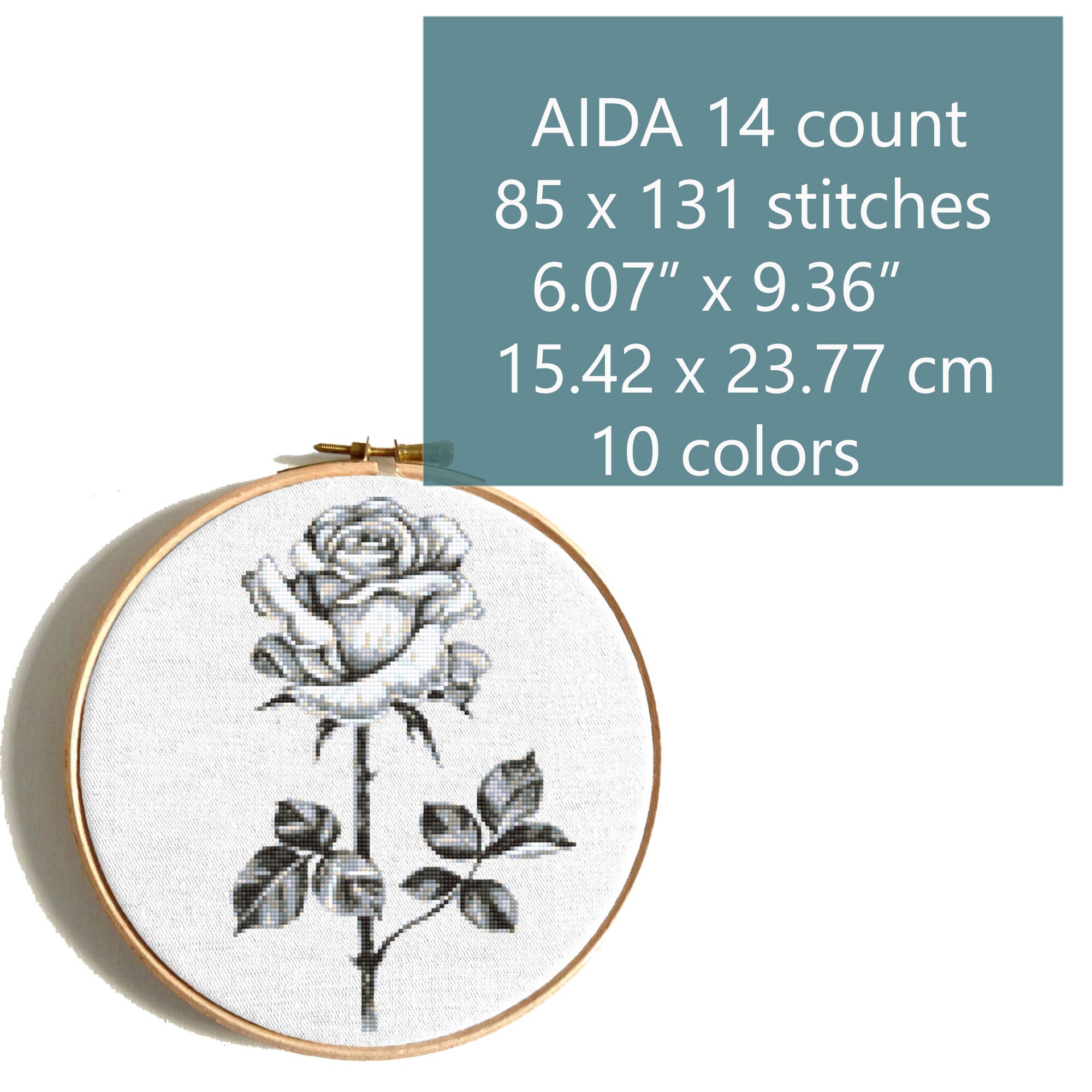 Rose Cross Stitch Pattern PDF Counted Cross Stitch Flower - Etsy