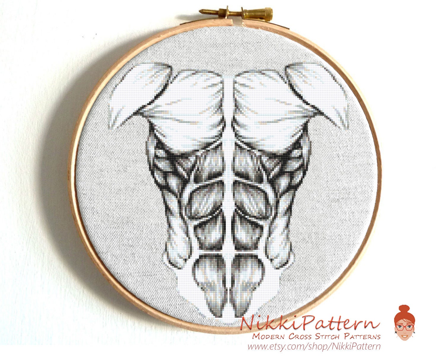 Modern cross stitch pattern Body art Muscle cross stitch Human | Etsy